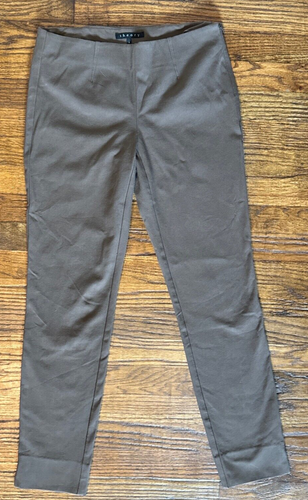 Theory Pants Belisa New Recovery Size 4 Brown Cotton Blend Side Zip ...