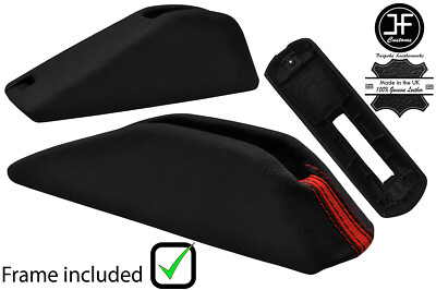 Negro Raya Roja Estándar Freno de Mano Base + Cuero Funda Para VW Golf ...