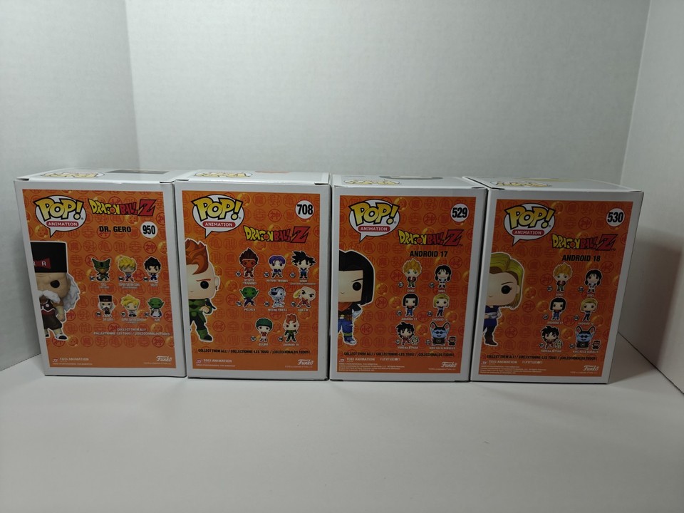 Funko Pop! Dragon Ball Z Android 16 17 18 Dr Gero Set Of 4 DBZ Android ...