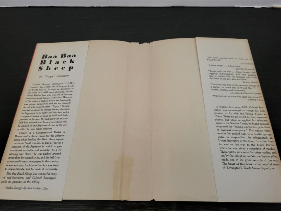 Baa Baa Black Sheep Gregory "Pappy" Boyington 1958 First Ed INSCRIBED ...