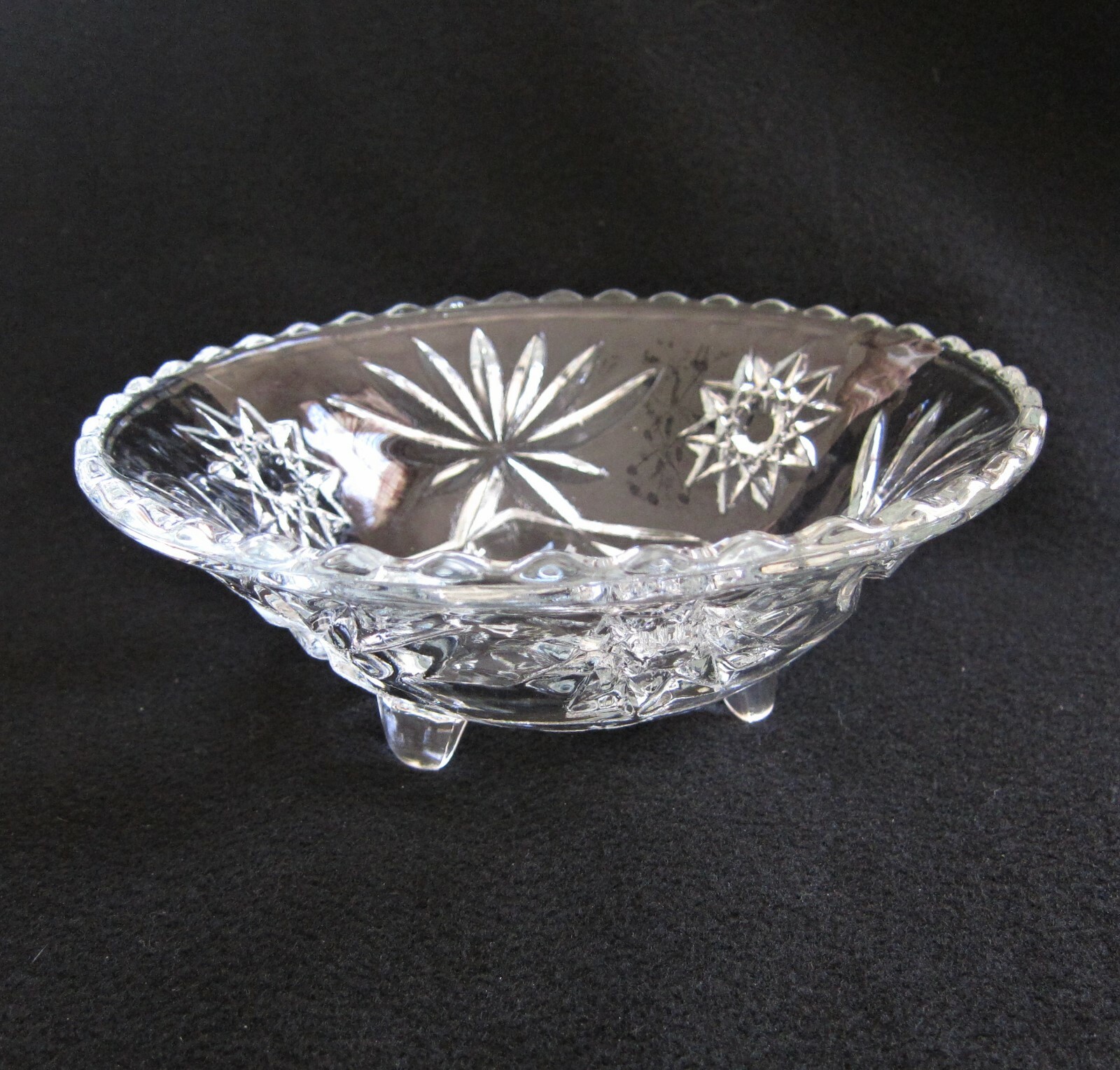 Vintage Footed Serving Bowl Serrated Rim Pressed Glass Small 6 ¾” | eBay