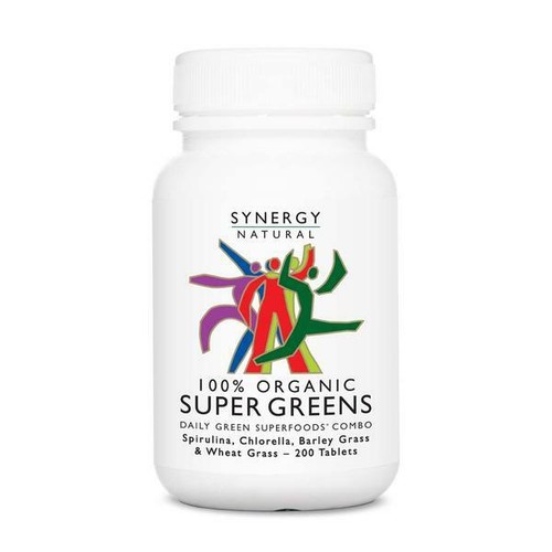 NEW Synergy Natural 100% Organic Super Greens 200 Tablets Superfoods ...