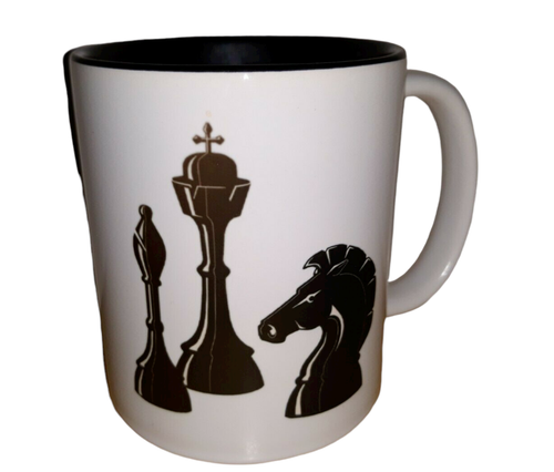 Chess Player Pieces Board Game Ceramic Coffee Mug Tea Cup Knight Bishop ...