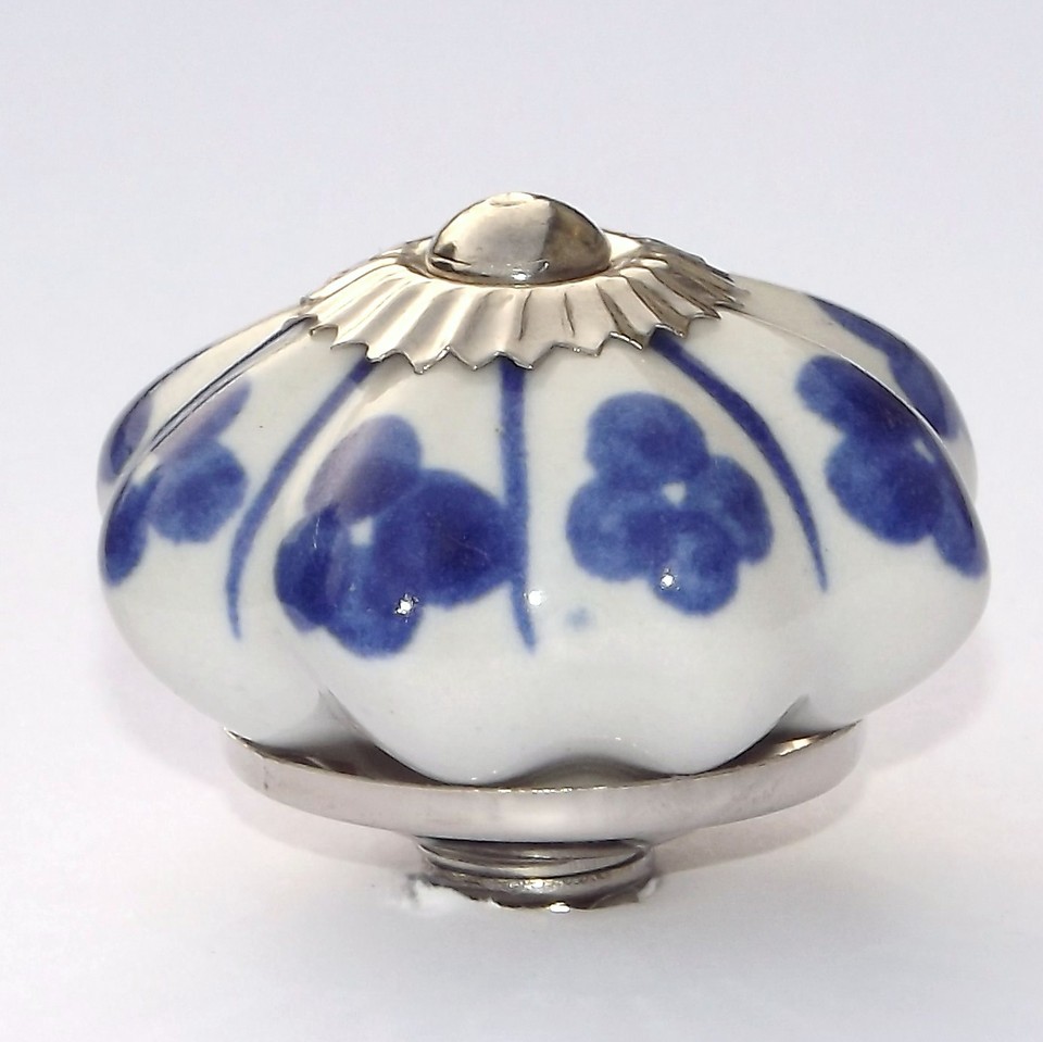 Blue White Ceramic Porcelain Door Knob Handle Drawer cupboard pull ...