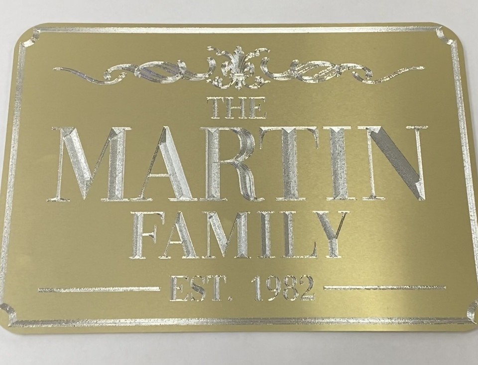 Engraved Personalized Custom Family Name House Home Gold Metal Sign ...