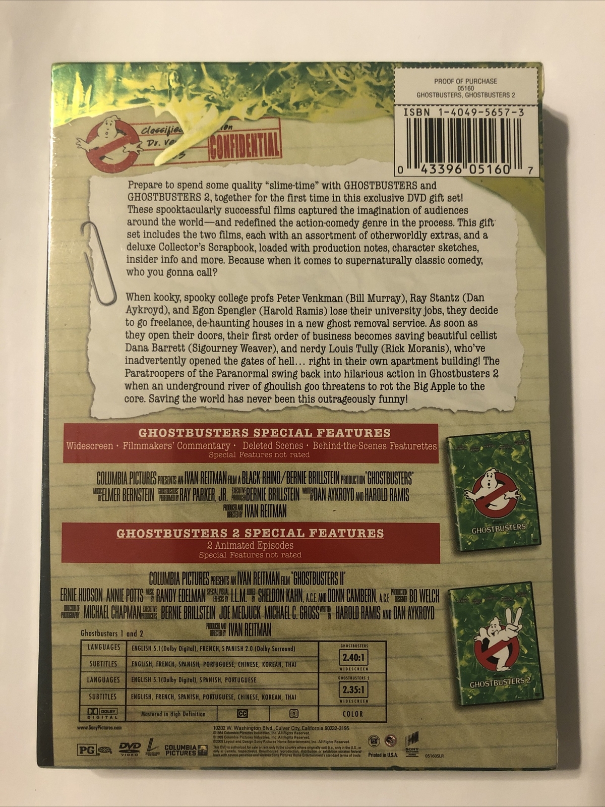 Ghostbusters/Ghostbusters 2 (DVD, 2005, 2-Disc Set, with Collectible ...