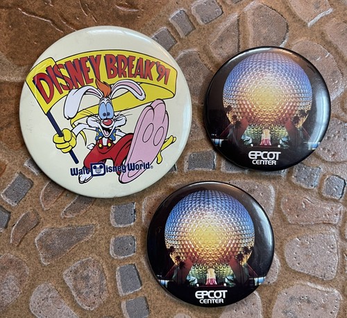 Vintage Lot Of 3 1980s 90s Walt Disney World Epcot Center Pin Back ...