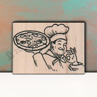 Pizza Chef RUBBER STAMP, Pizza Party Stamp, Chef Stamp, Pizza Stamp ...