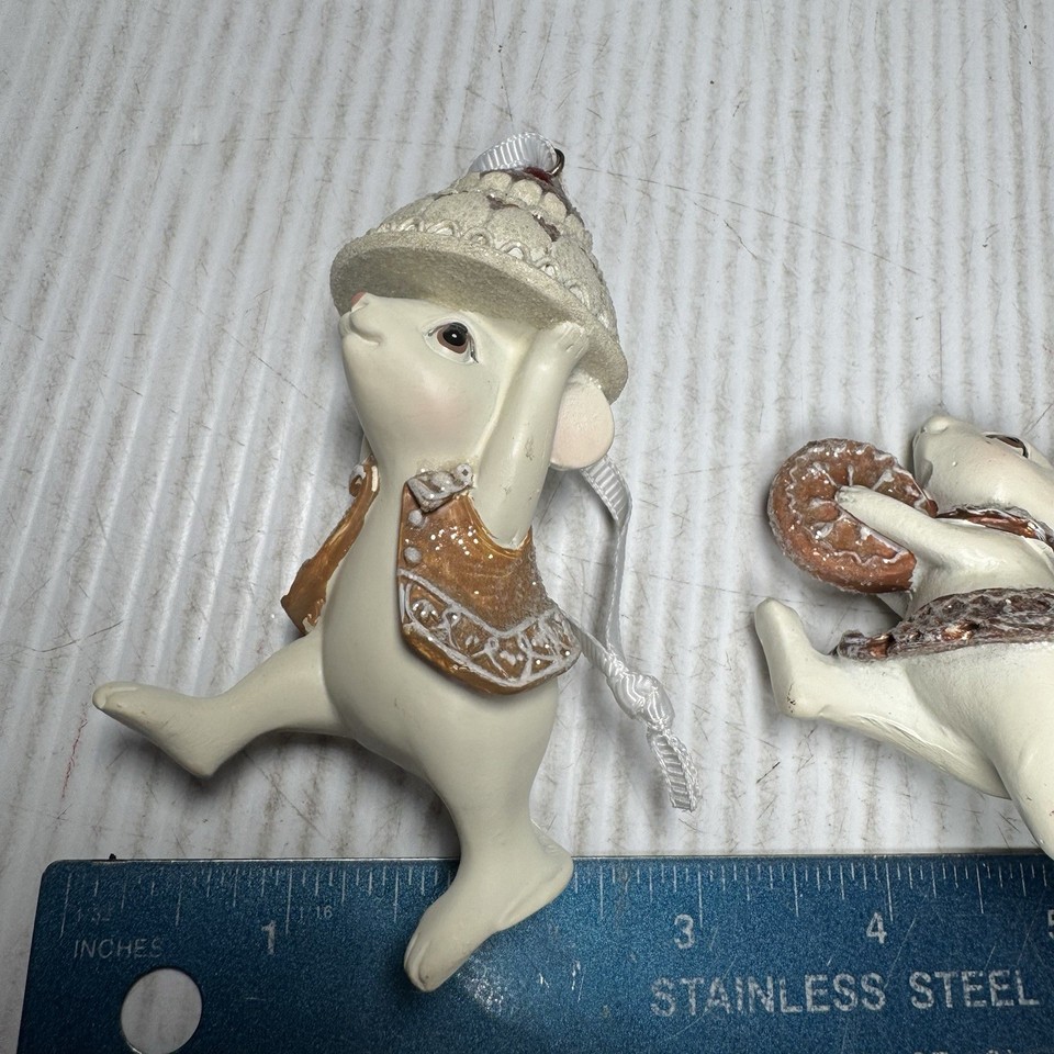 Gingerbread Baking Mice Mouse with Cake and Cookie Ornaments 3 Assorted ...