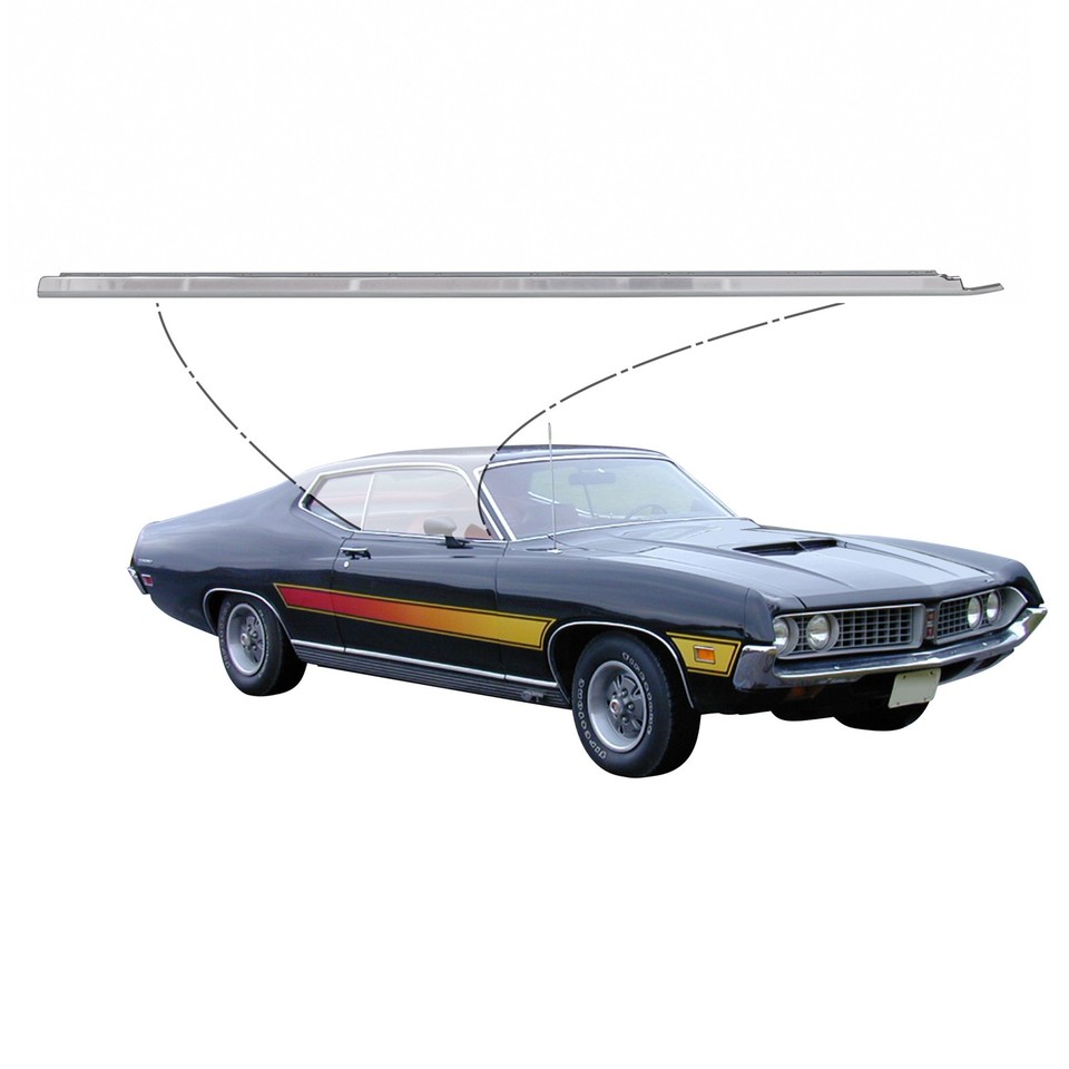 1970-71 Torino Fastback Door Moldings at Belt LH-RH Pair Ford Made in ...