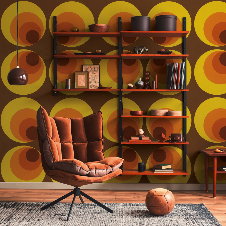 AS Creation Retro Geometric Wallpaper Vintage Feature Wall Yellow/Brown ...