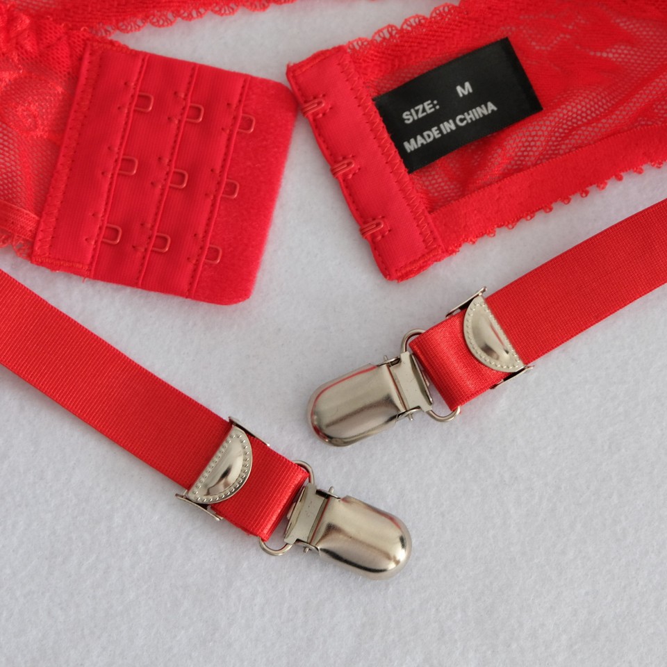 Luxallacki Sheer Floral Lace 4 Straps Suspender Garter Belt Underwear ...