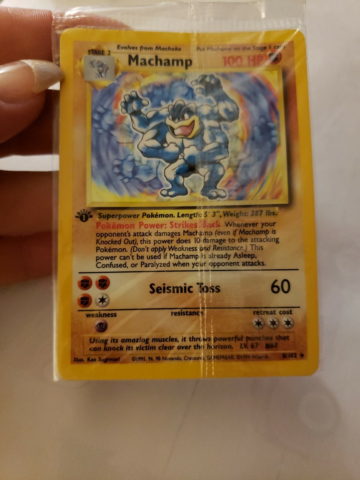 RARE 1995 original Machamp holographic Pokemon card | eBay