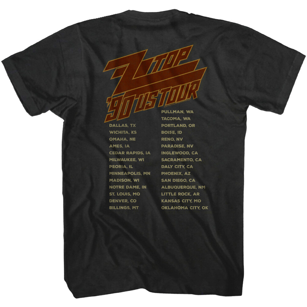 ZZ Top US Tour 1990 Men's T Shirt Vintage Logo Rock Band Album Concert ...