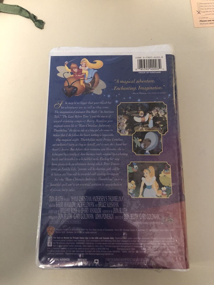 VINTAGE Thumbelina FACTORY SEALED [With charm bracelet] (VHS Clamshell, 1994) | eBay