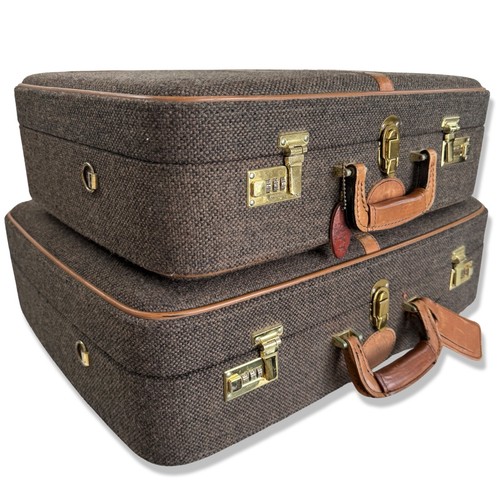 Vintage BOYT Tweed Runaway Md & Lg Suitcase Set w/Combination Lock ...