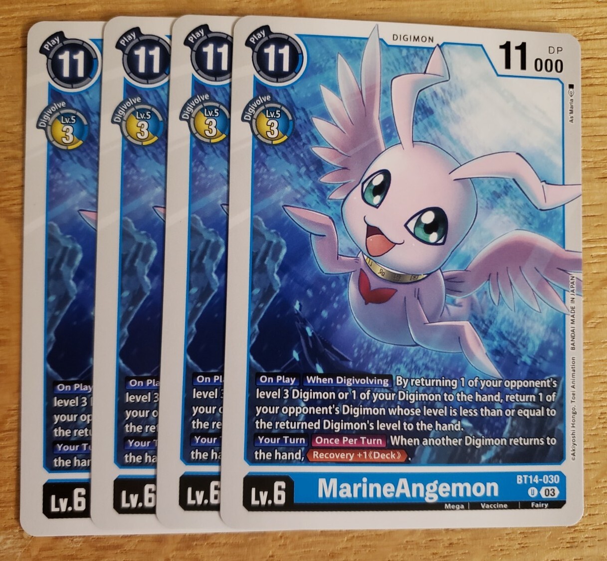 MarineAngemon BT14-030 *PLAYSET OF 4* U MINT/NM DIGIMON TCG CARD GAME ...