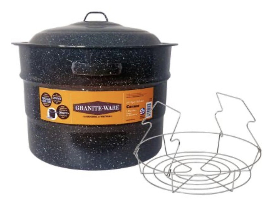 Granite-Ware Canning Pot With Wire Rack Insert And Lid 21.5 Quarts. For ...