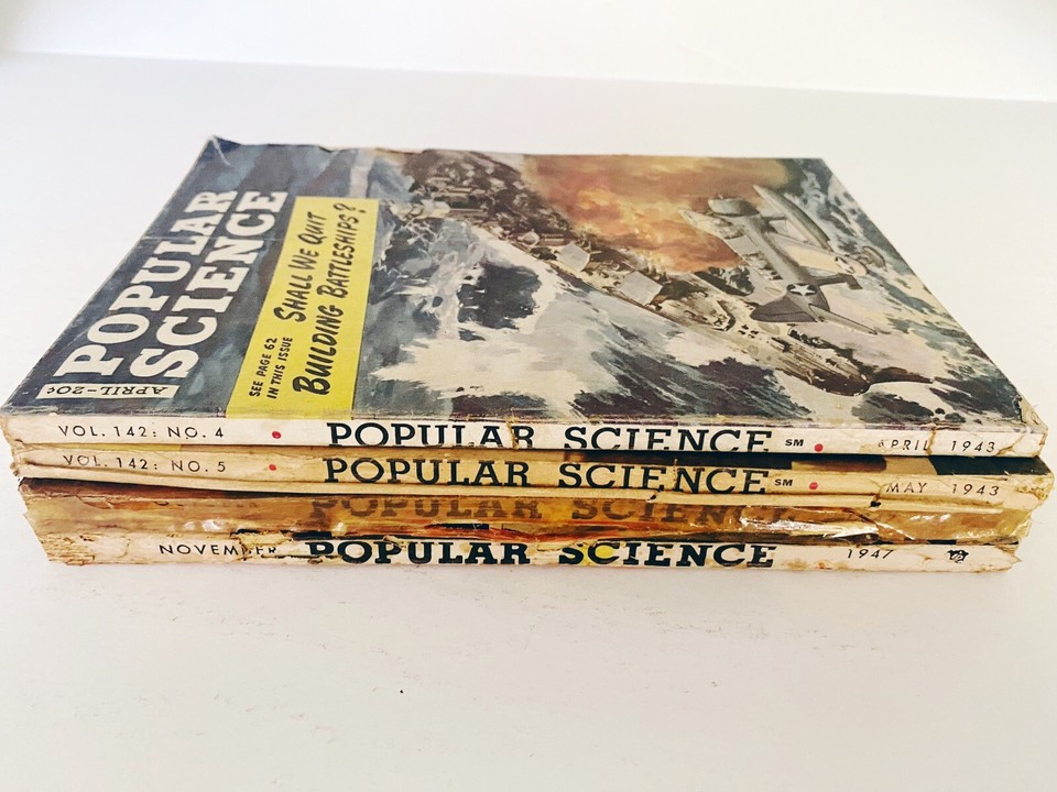 Vintage 1940s Popular Science Magazines Lot of 4 April May 1943 - Oct ...