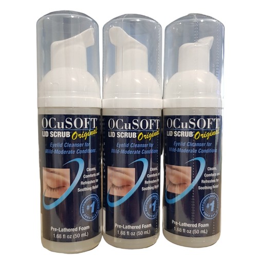 3 x Ocusoft Original Eyelid Foam Cleanser Bottle For Blepharitis Eye ...