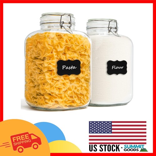 Durable 1 Gallon Food-Grade Glass Jars with Clip-On Airtight Lids - 2 ...