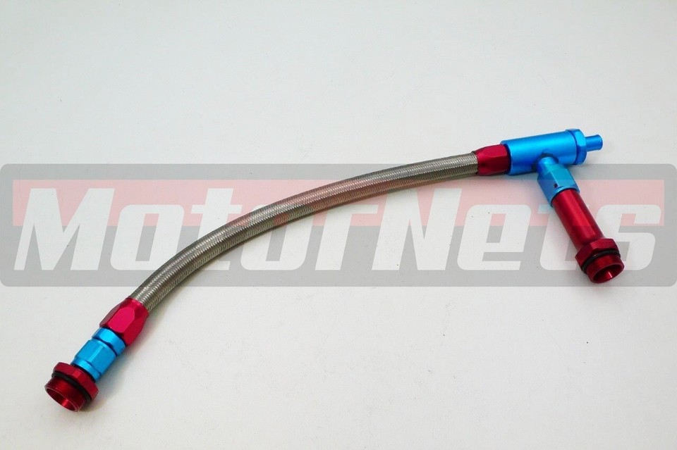 Braided Holley 4150 4160 Double Pumper Fuel Line Log Red & Blue ...
