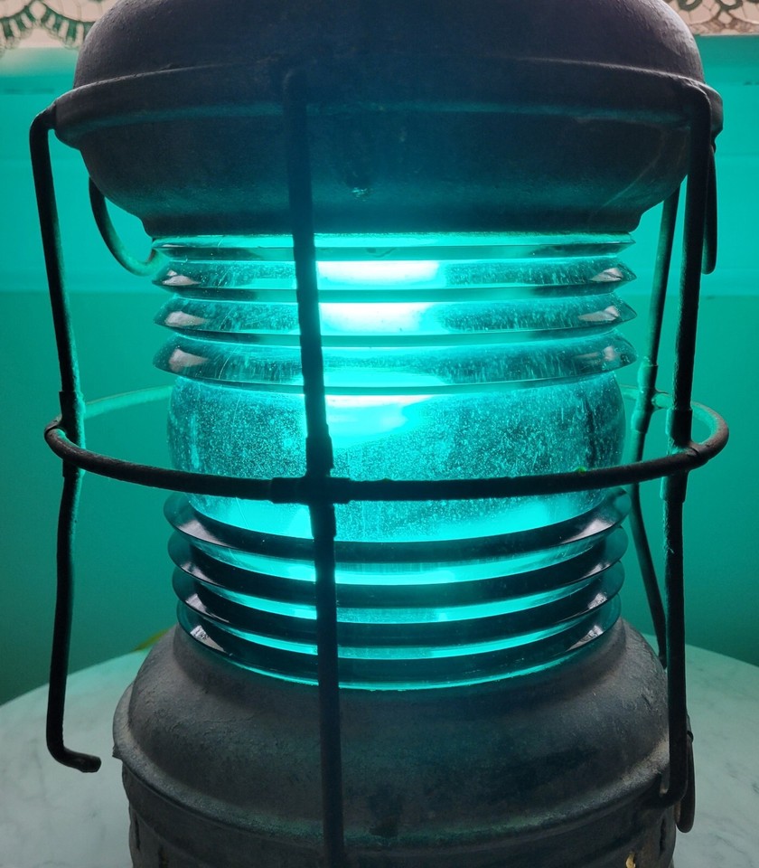 Large Blue/Green Marine Light 360 Degree Fresnel Lens Lantern ( Perko ...