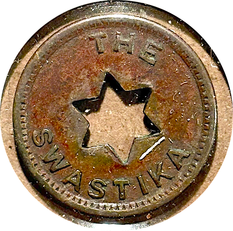 Roundup Montana THE / SWASTIKA Interesting Design Century Old Token [B ...