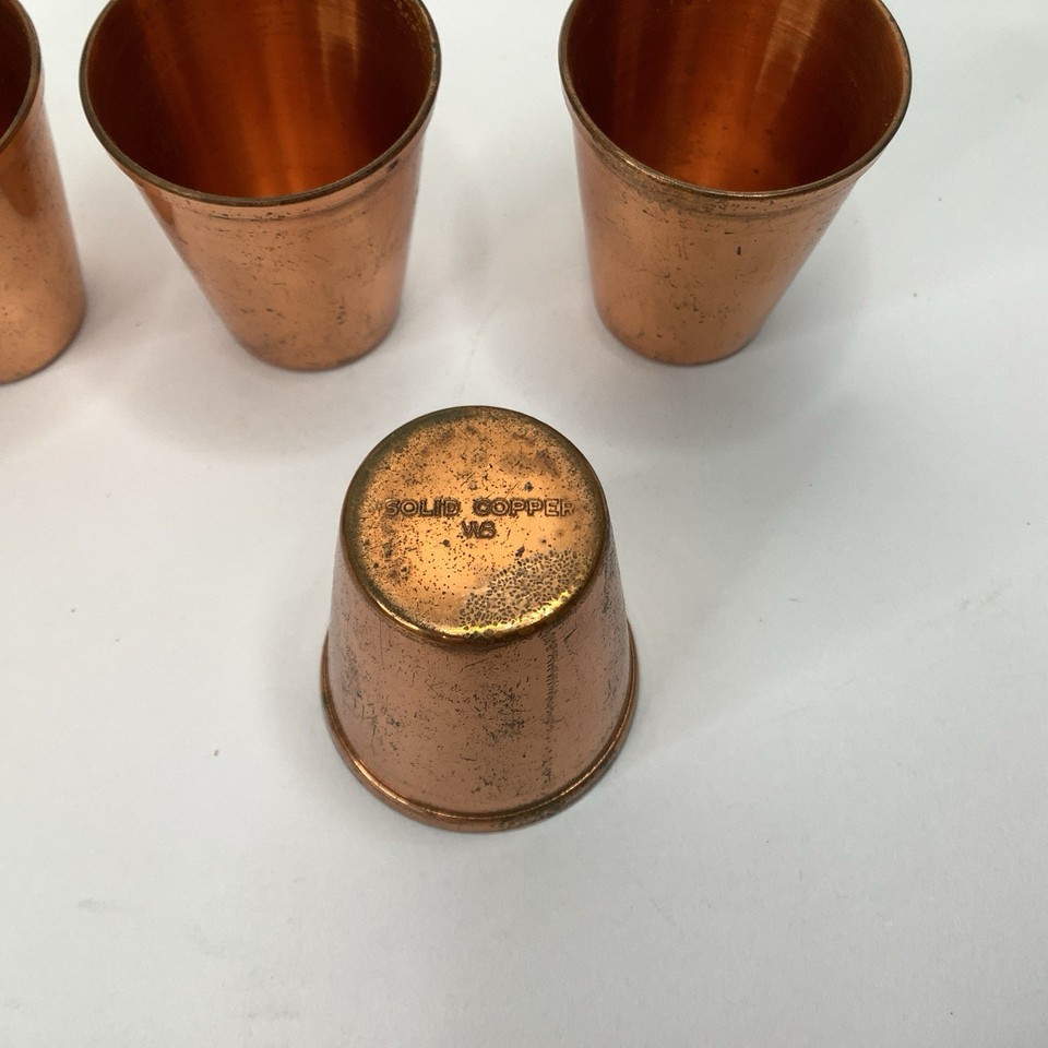 4 Vintage Copper Shot Glasses With Leather Case | eBay