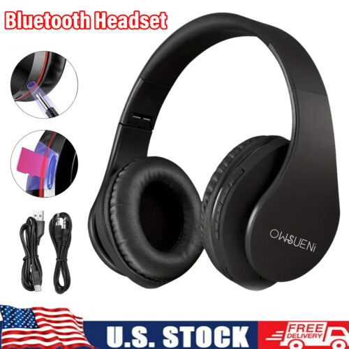 Wireless Headphones Bluetooth Earphones Headset Rechargeable with Mic ...