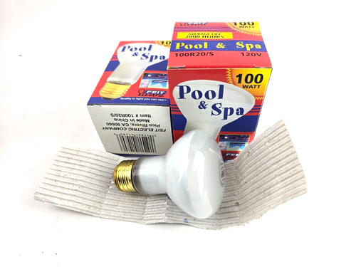 2pcs Feit Electric 100R20/S 100 Watt 120 Volt Pool/Spa Short Flood ...