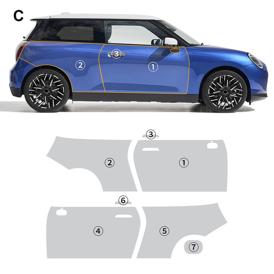 Door Rear Side Precut Paint Protection Film For Mini J01 EV Cooper SE ...