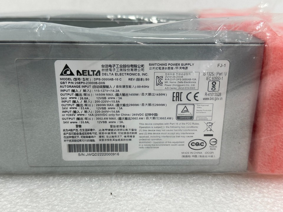 LOT OF 2 NEW Delta Electronics 3000W Switching Pwr Supply DPS-3000AB-10 ...