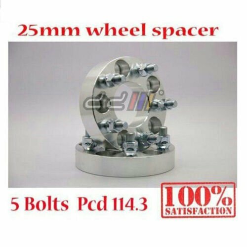 2pcs 1~inch 25 Wheel Billet Spacer 5 Lug x PCD 114.3 Bolt On m12x1.5 ...