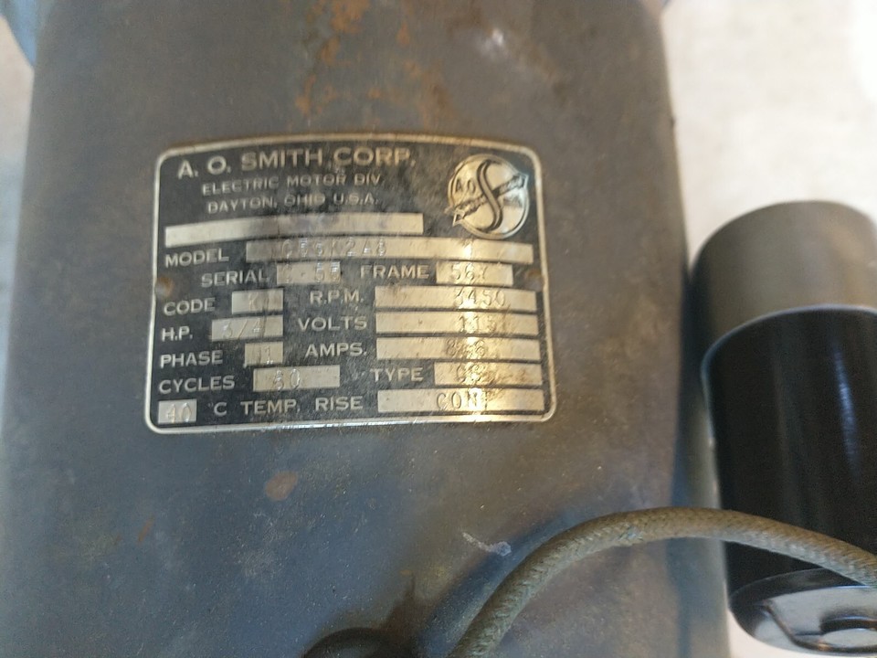 Shopsmith Motor & Sheave Assembly Mark V 500 3/4 HP AO Smith Runs Good ...