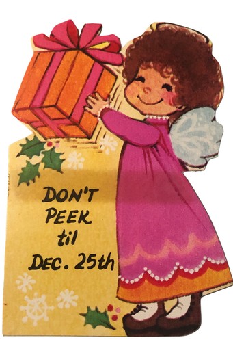 Vintage Christmas Cardboard Gift Sticker/Tag - DO NOT PEEK UNTIL DEC ...