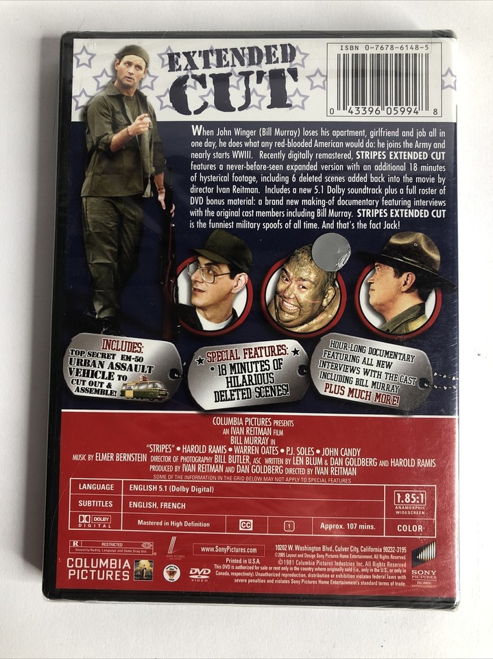Stripes DVD 1981 - Stripes Extended Cut - Bill Murray John Candy - NEW ...