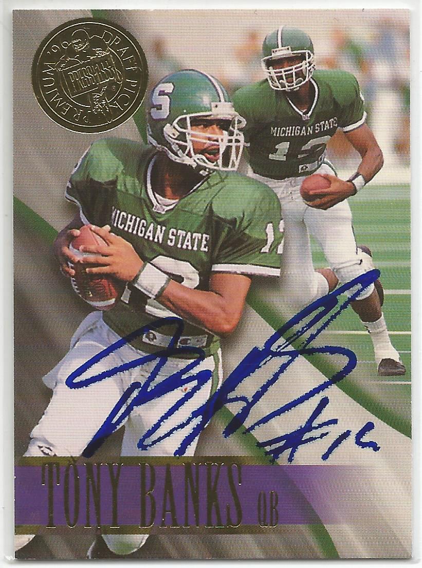 TONY BANKS Autographed Signed 1996 card MSU Michigan State Spartans COA ...
