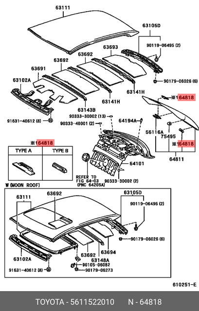 Genuine OE spacer back window glass 5611522010 for TOYOTA 56115-22010 ...