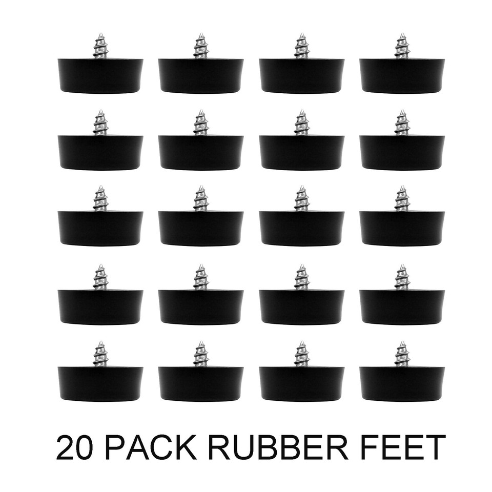 1" Medium Hard Rubber Bumper Feet with Stainless Washer and Screws, 20 ...