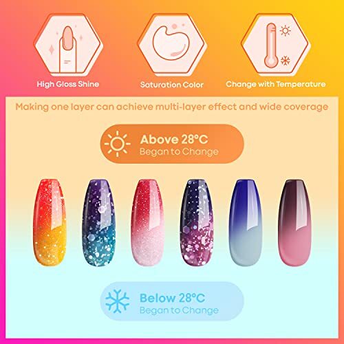Gel Nail Polish- Mood Temperature Color Changing A Red Yellow Color ...