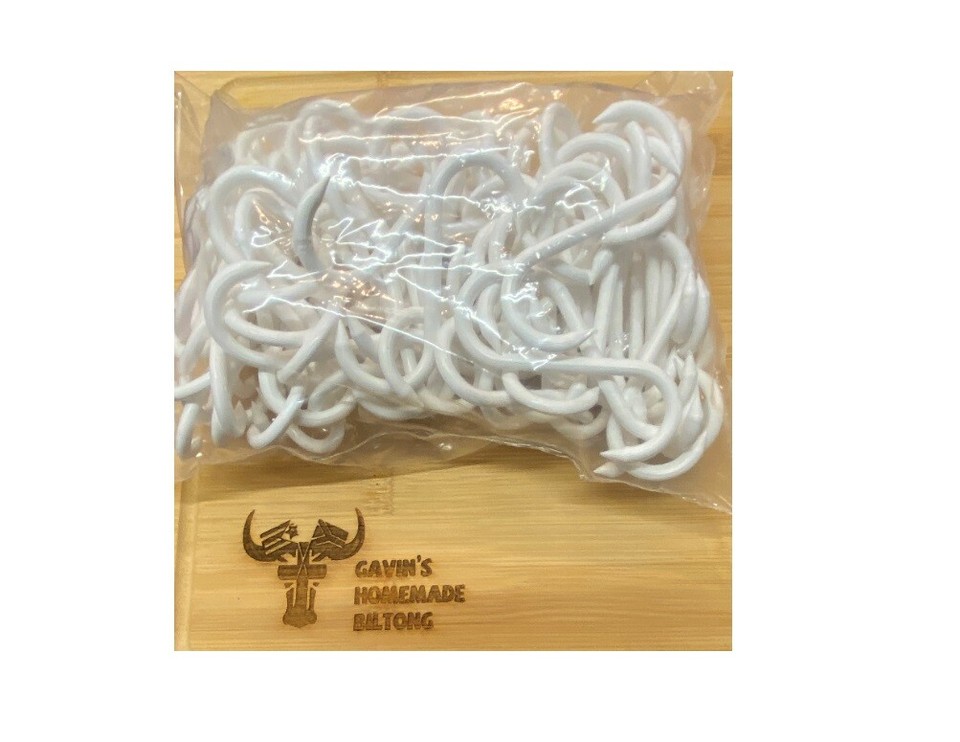 25 x PLASTIC Biltong Hooks, Hygienic for hanging Biltong / Droewors ...