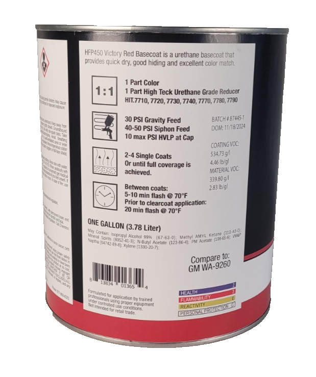 High Teck HFP450 GM 9260 Victory Red Basecoat Paint, 7000 Clearcoat ...