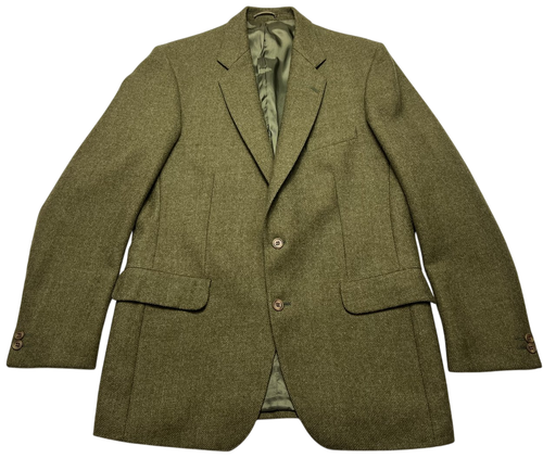 VINTAGE Magee Blazer Mens 40R Green Wool Herringbone Tweed Ticket ...