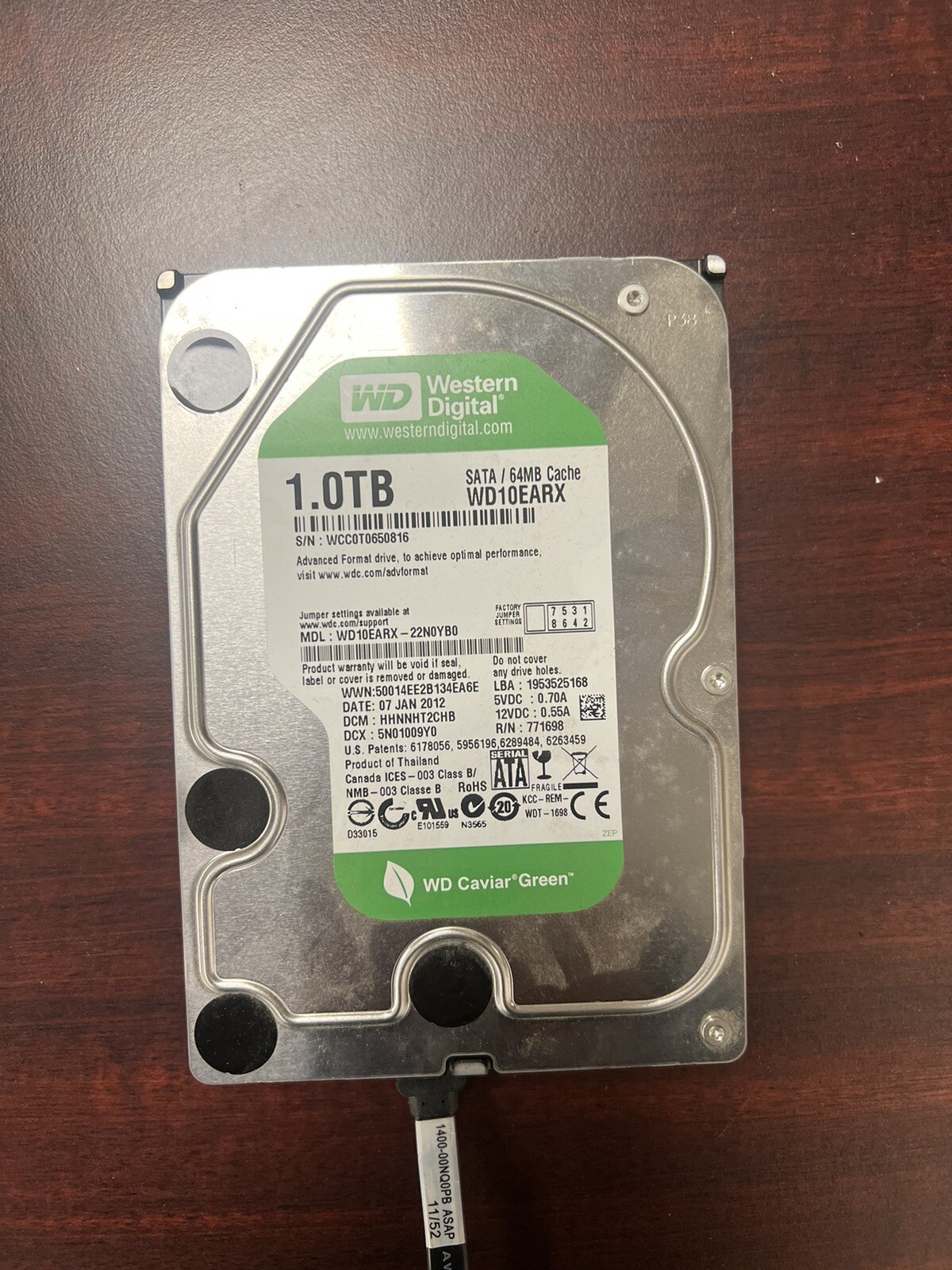 1TB western digital drive SATA / 64MB Cache WD10EARX 718037778679 | eBay
