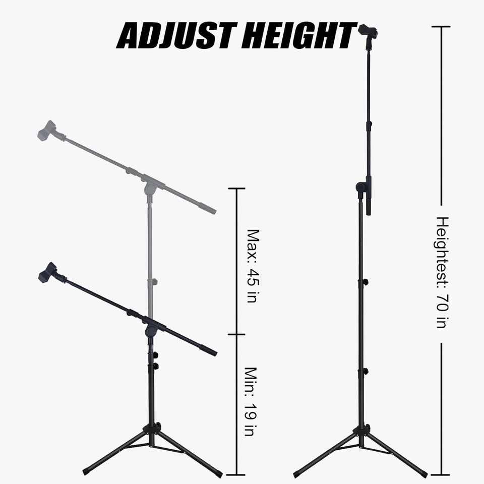 GLEAM Microphone Stand - Tripod Boom Arm Mic Stand with Carrying Bag, 2 ...