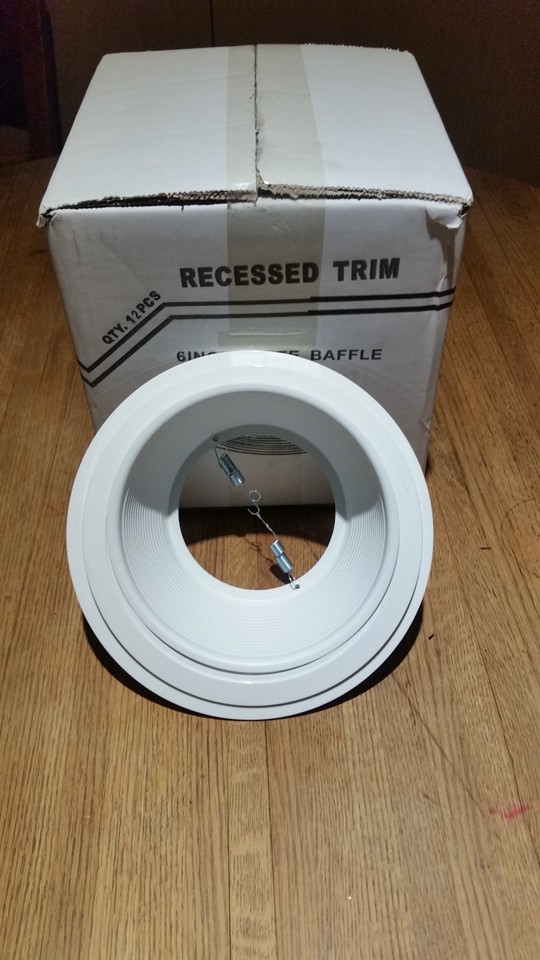 6" White Baffle Recessed Can Trim/2 Trim Rings , 75W Max Par/R30 OD: 8 ...