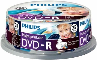 PHILIPS - 16x Speed Inkjet Printable DVD-R Blank DVDs - Spindle 25 Pack ...