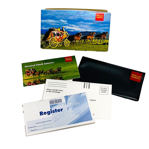 Bank Checkbook Box Wells Fargo Check Sleeve Register Western Stagecoach ...