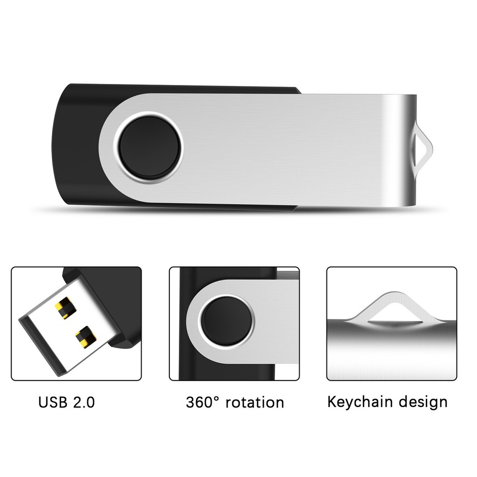 Black 4GB USB 2.0 Metal Swivel USB Flash Drive USB Memory PenDrive For ...